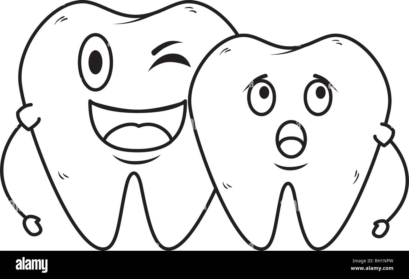 comic teeth couple kawaii characters Stock Vector Image & Art - Alamy