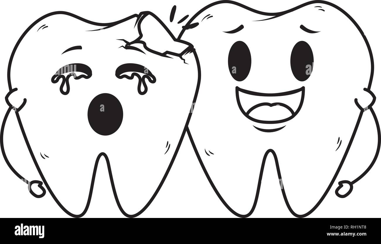 comic teeth break couple kawaii characters Stock Vector Image & Art - Alamy