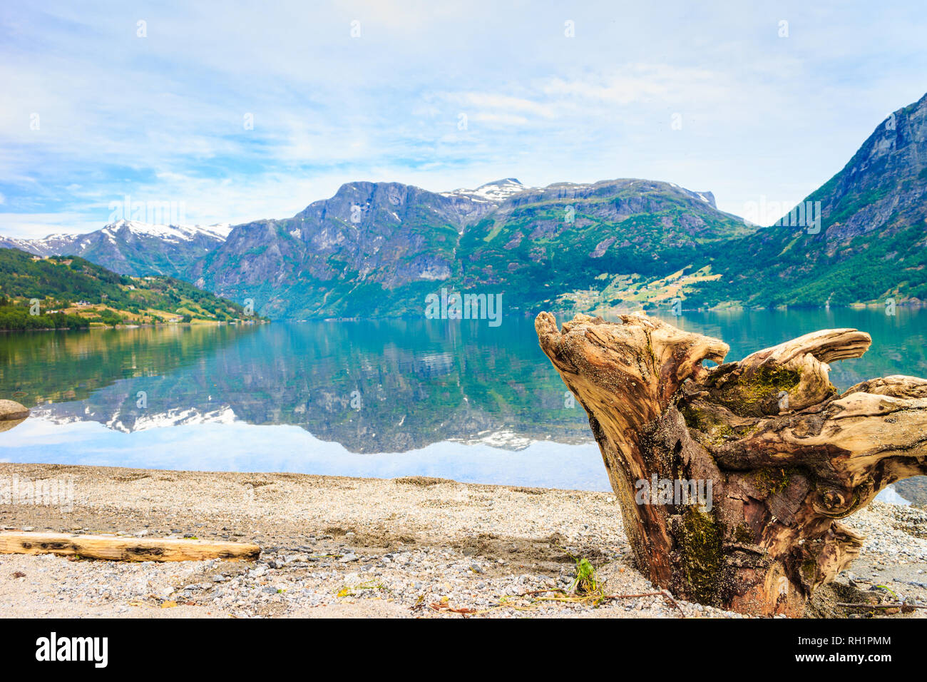 Tourism vacation and travel. Mountains landscape and lake ...