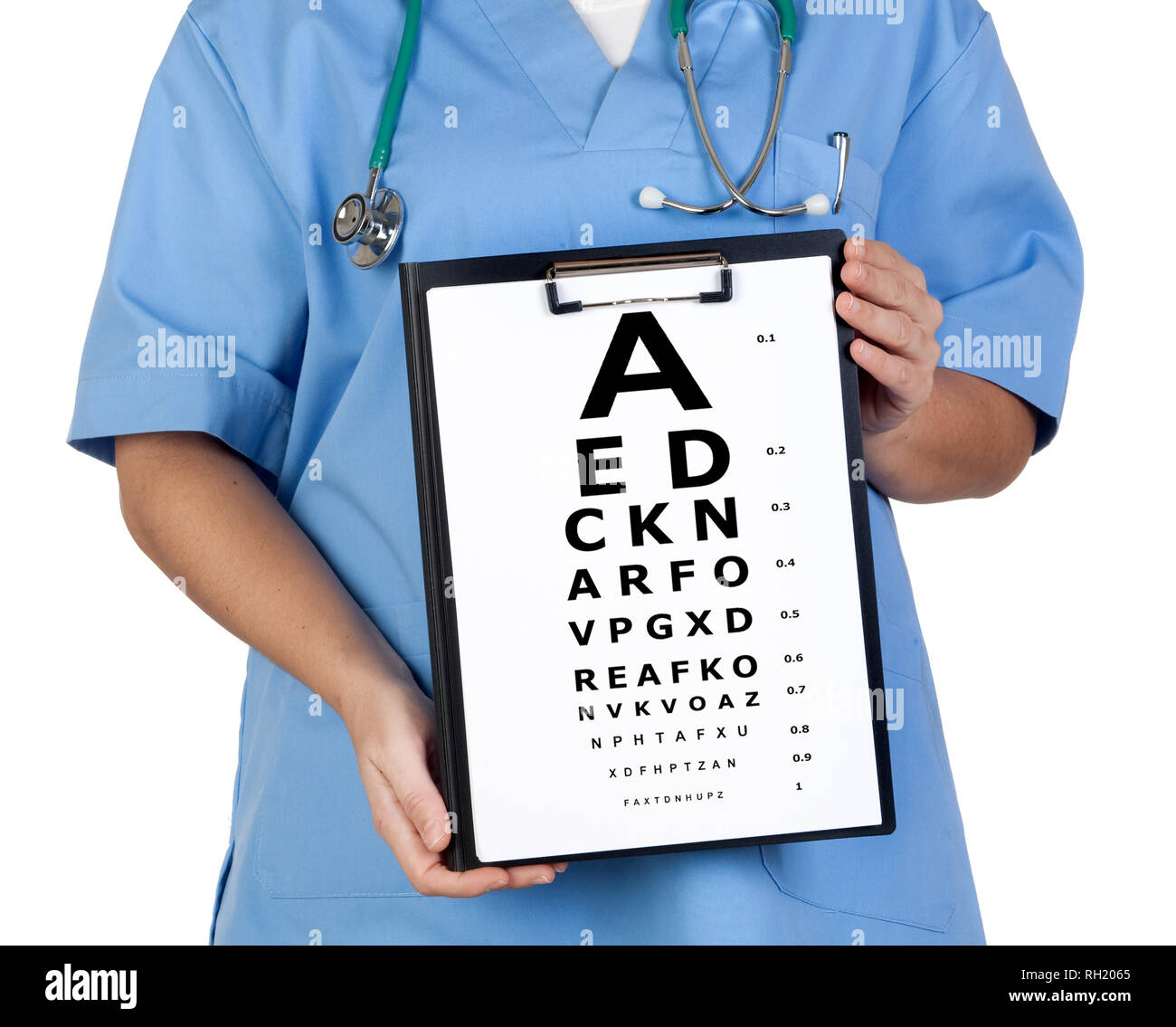 Doctor holding a vision exam chart isolated on a white background Stock ...