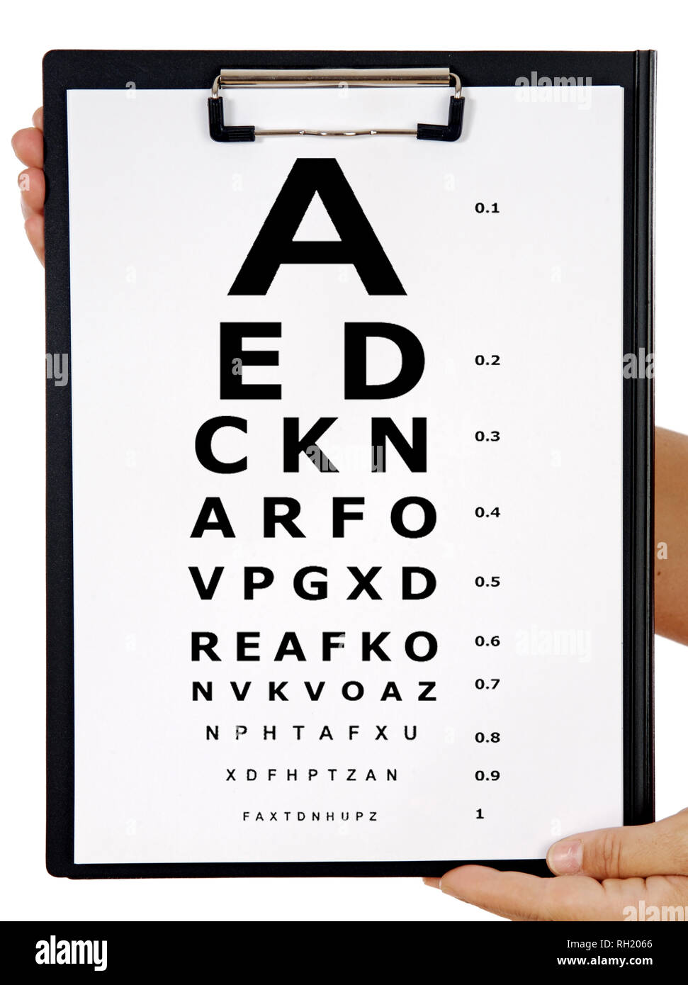 Vision exam chart on a folder isolated on a white background Stock ...
