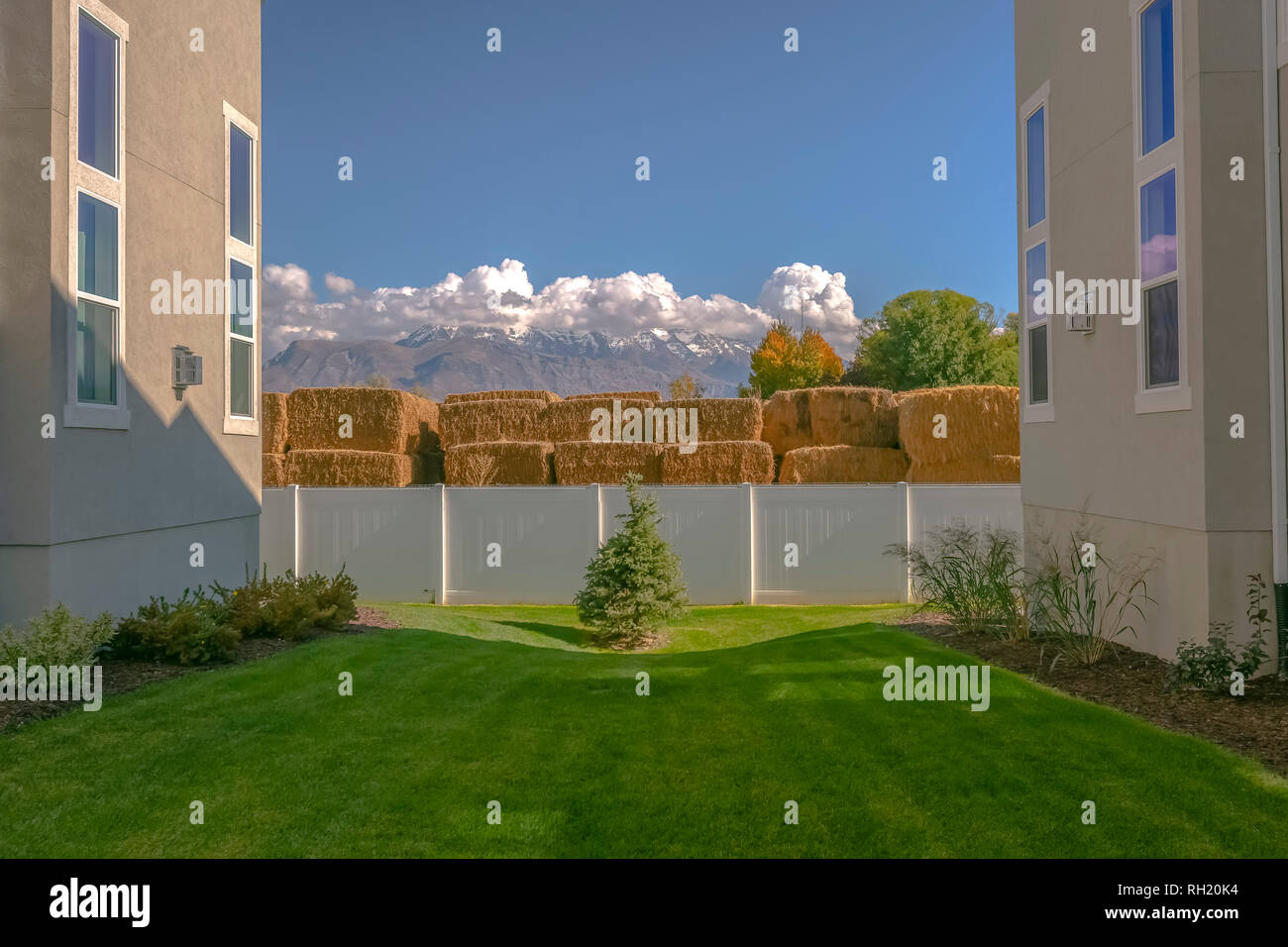Lawn in the middle of buildings in Utah Valley Stock Photo - Alamy