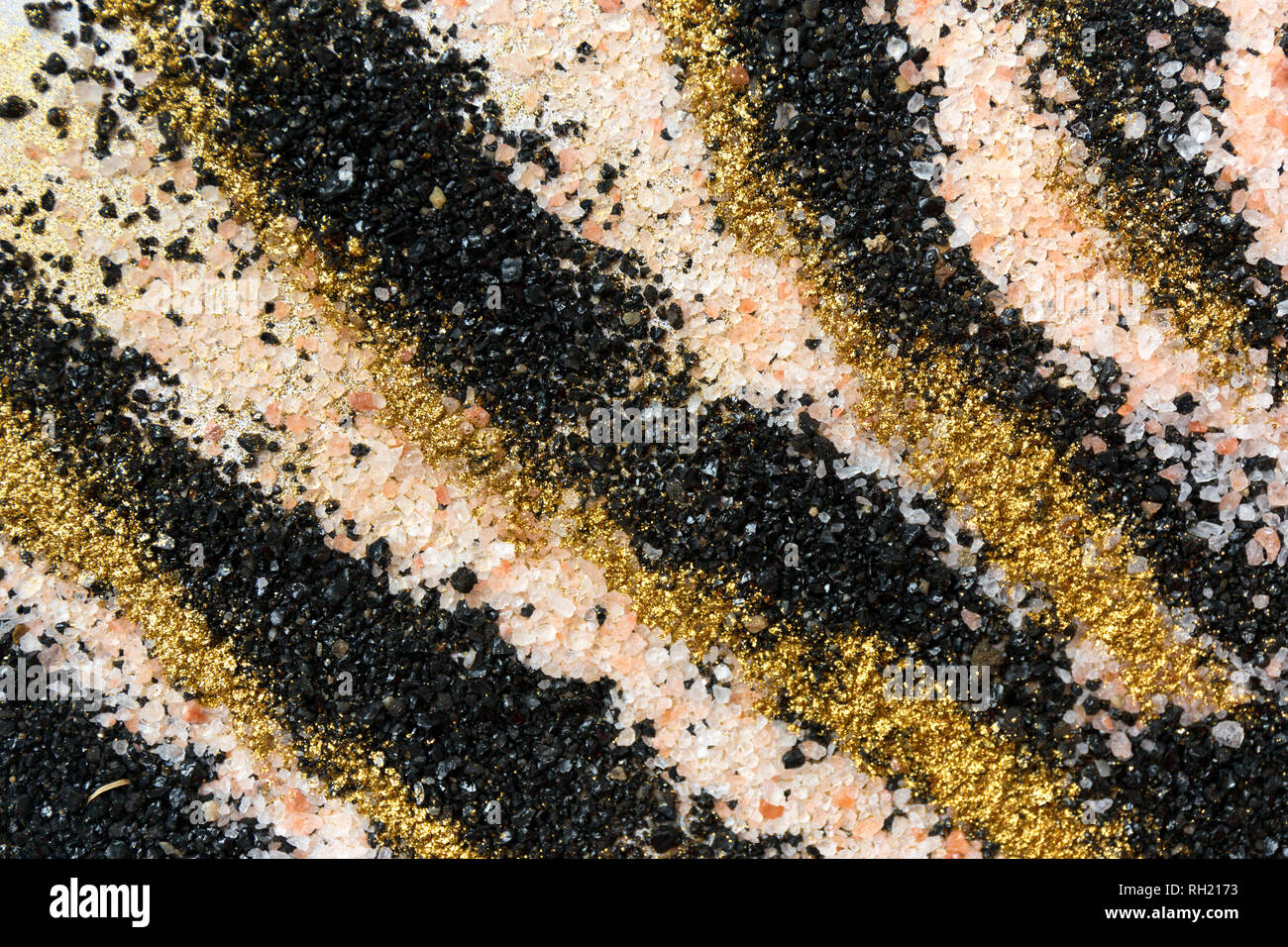 Layered colorful sand pattern. Marble style background. Black, white ...