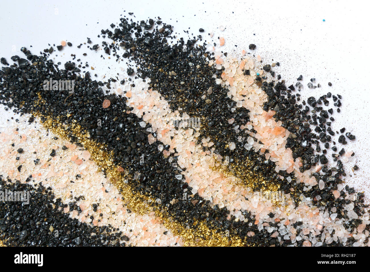 Layered colorful sand pattern. Marble style background. Black, white ...