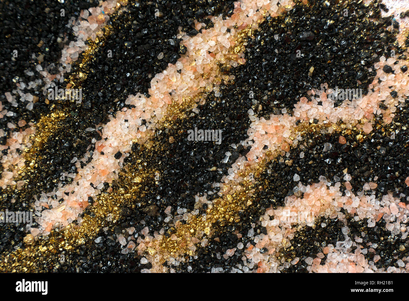 Layered colorful sand pattern. Marble style background. Black, white ...
