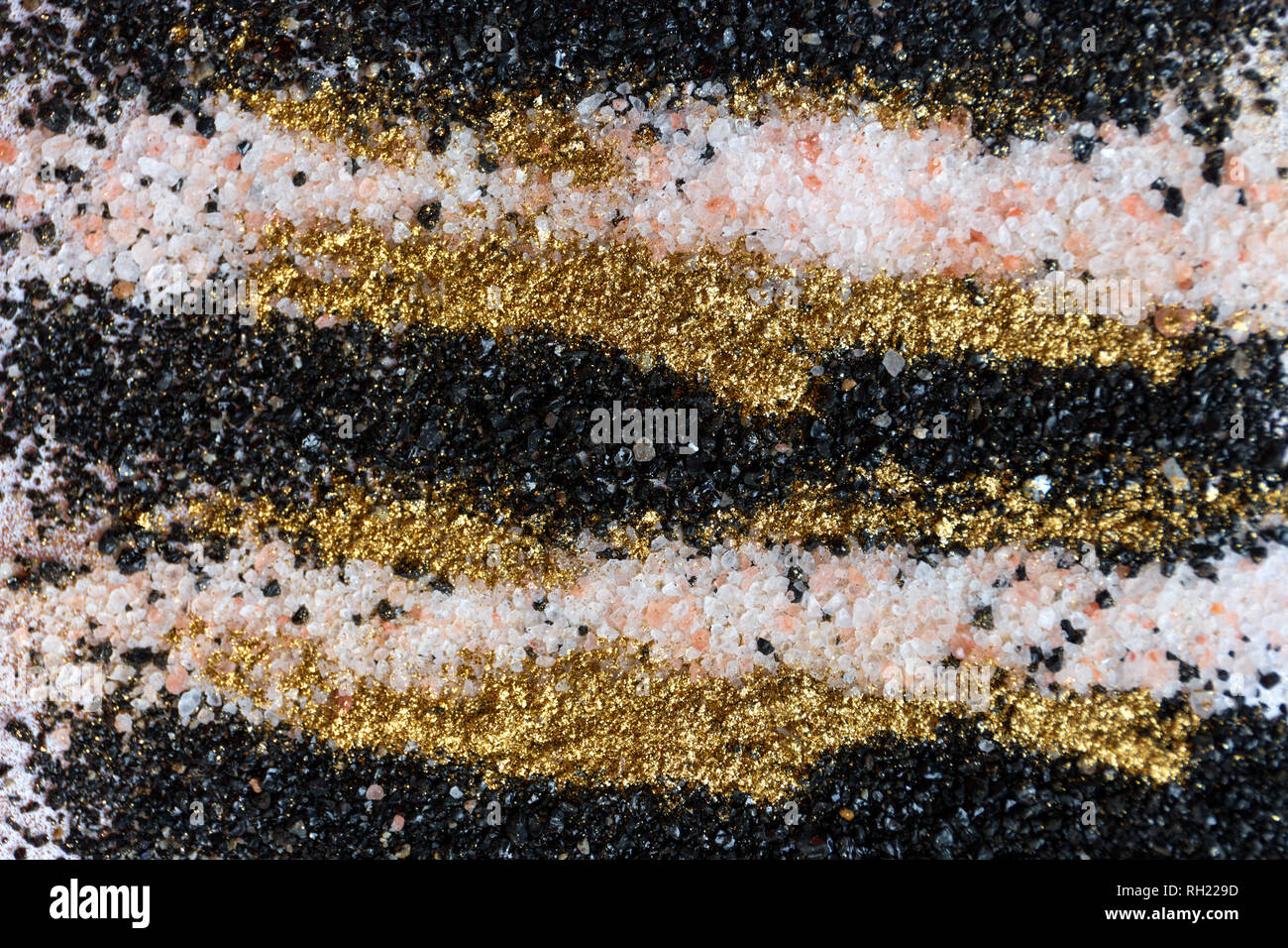 Layered colorful sand pattern. Marble style background. Black, white ...