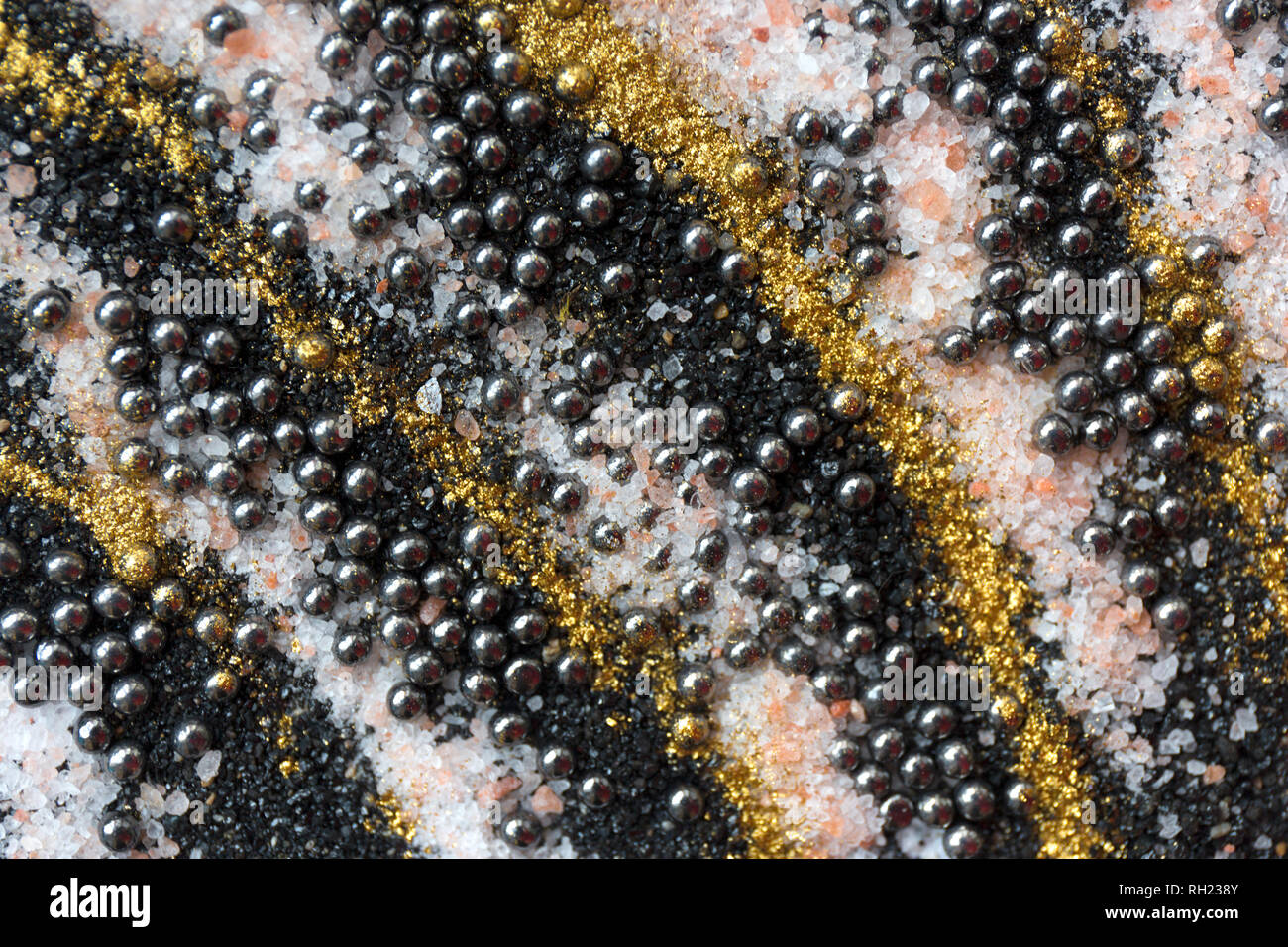 Layered colorful sand pattern. Marble style background. Black and gold ...