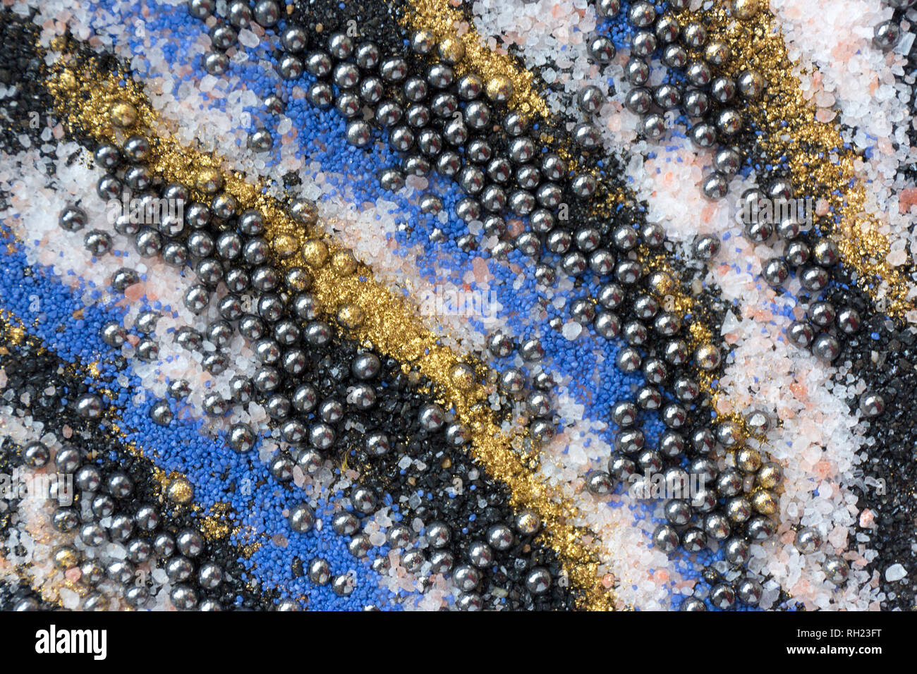 Layered colorful sand pattern. Marble style background. Blue and gold ...