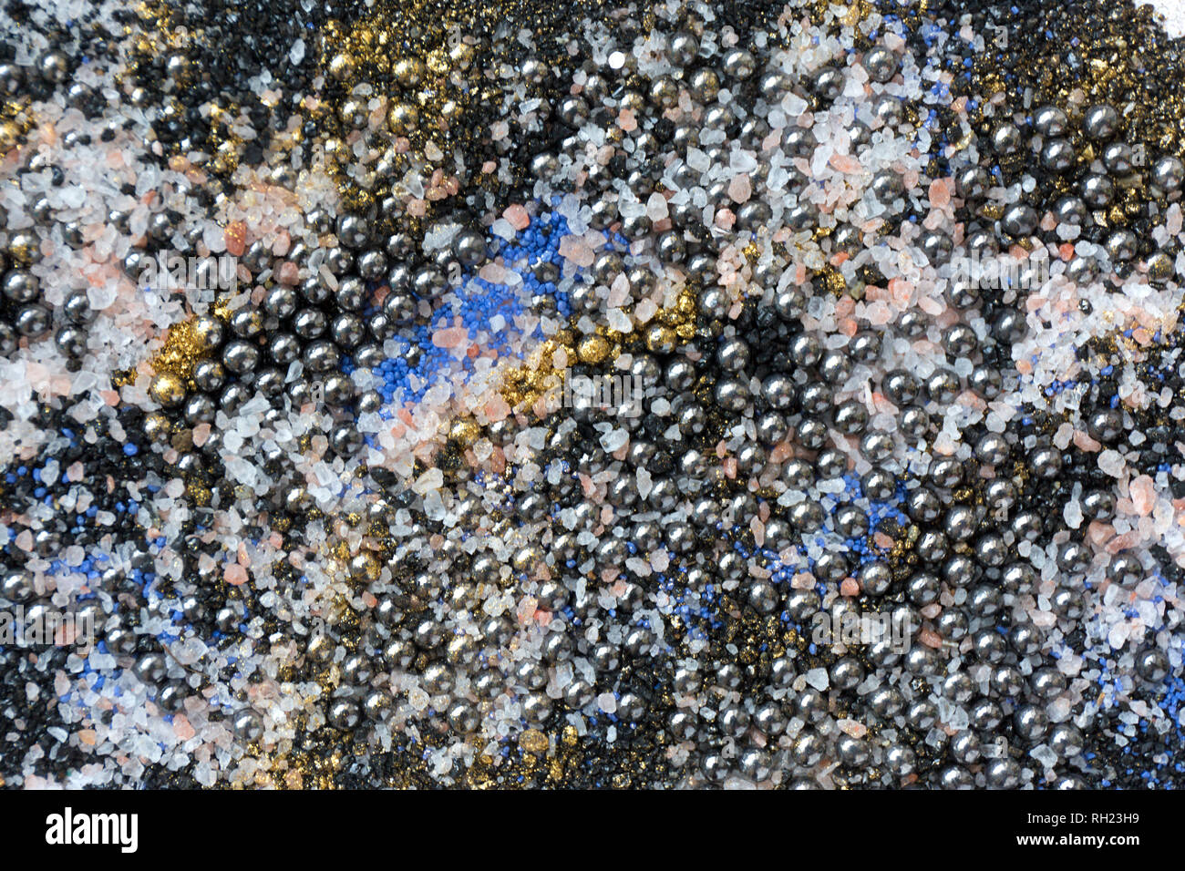 Layered colorful sand pattern. Marble style background. Blue and gold ...