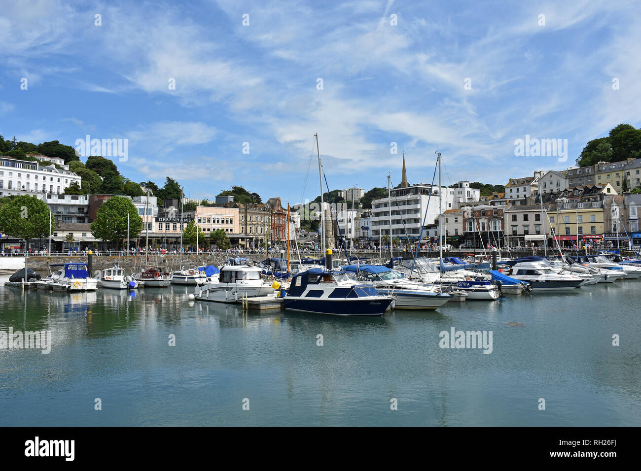 Boats in the harbour at Torquay, Devon, English Riviera, UK Stock Photo ...