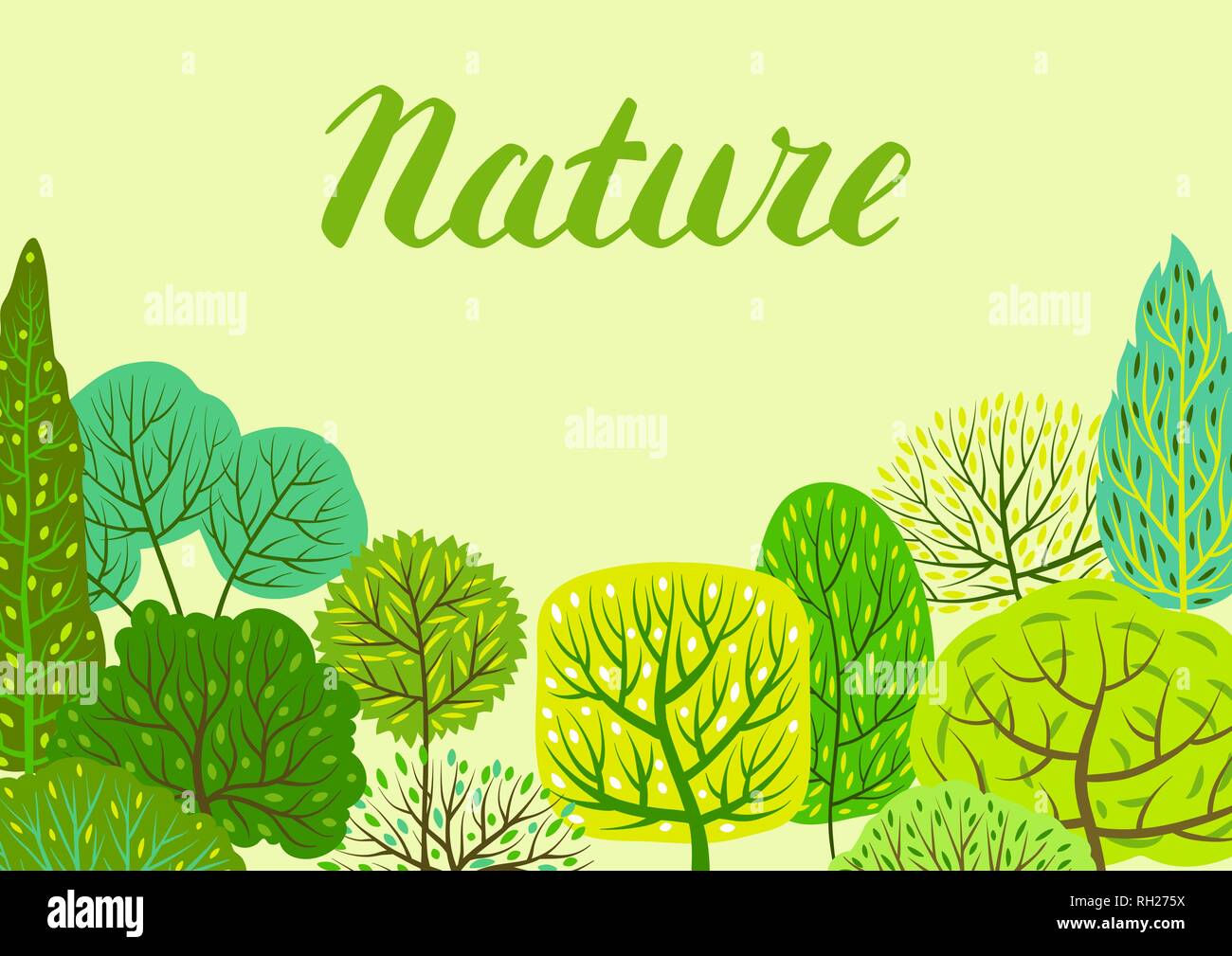 Spring or summer background with stylized trees Stock Vector Image ...