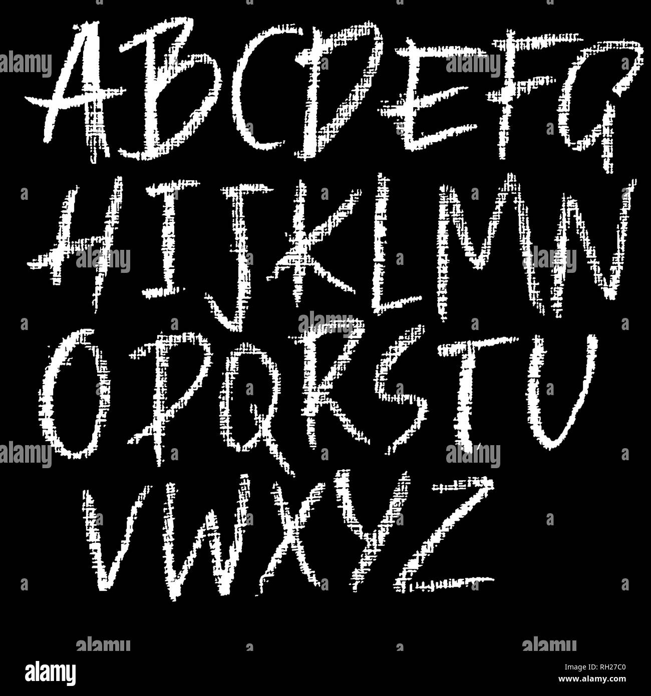 Chalk textured font. Grunge script on chalkboard. Vector calligraphy ...