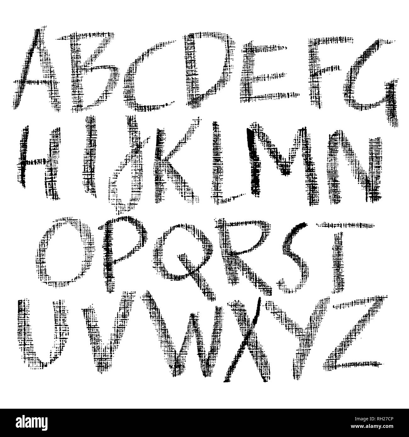 Crayon textured font. Grunge script on white background. Vector ...