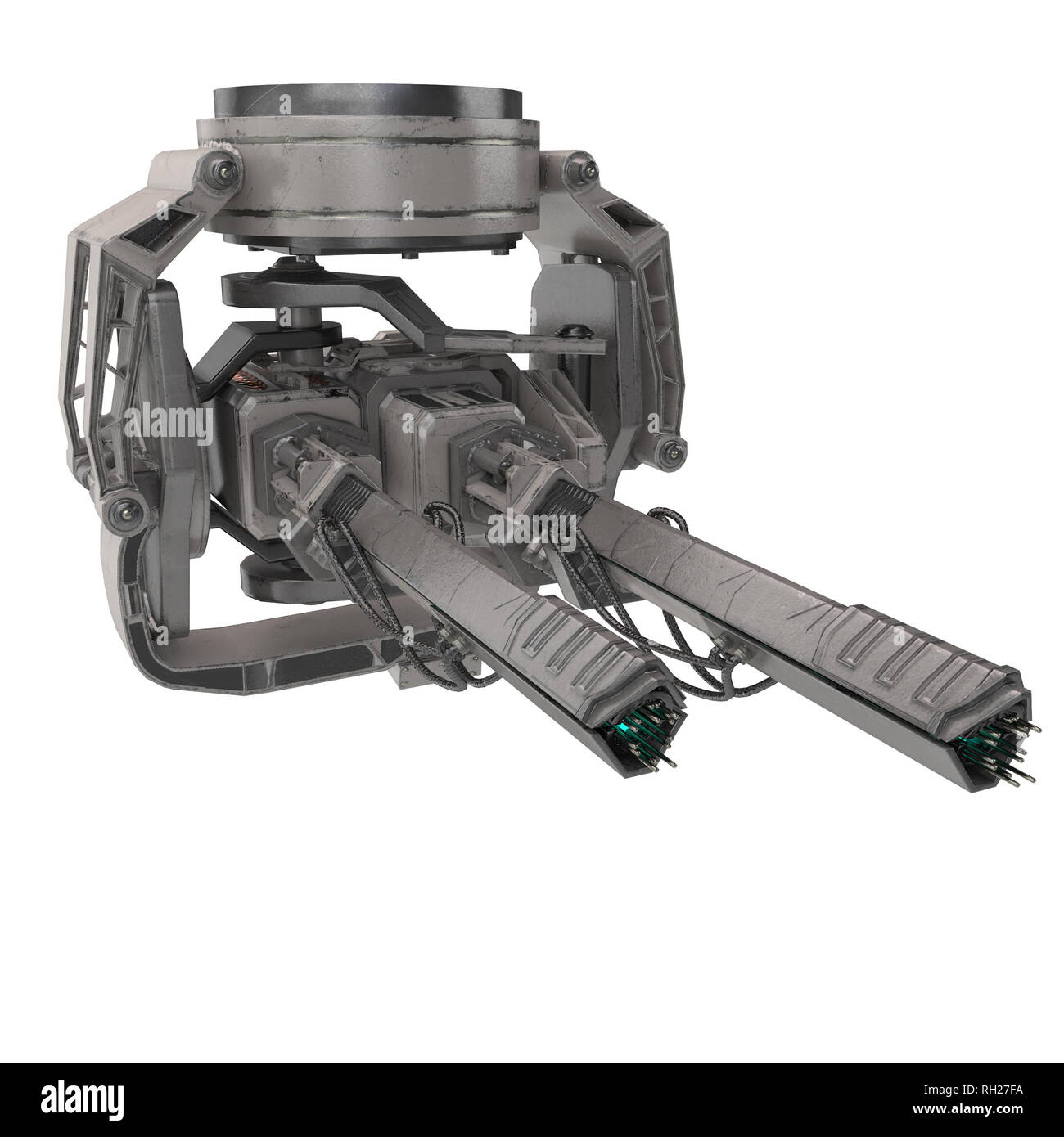 A large gun turret on an isolated white background. 3d illustration ...