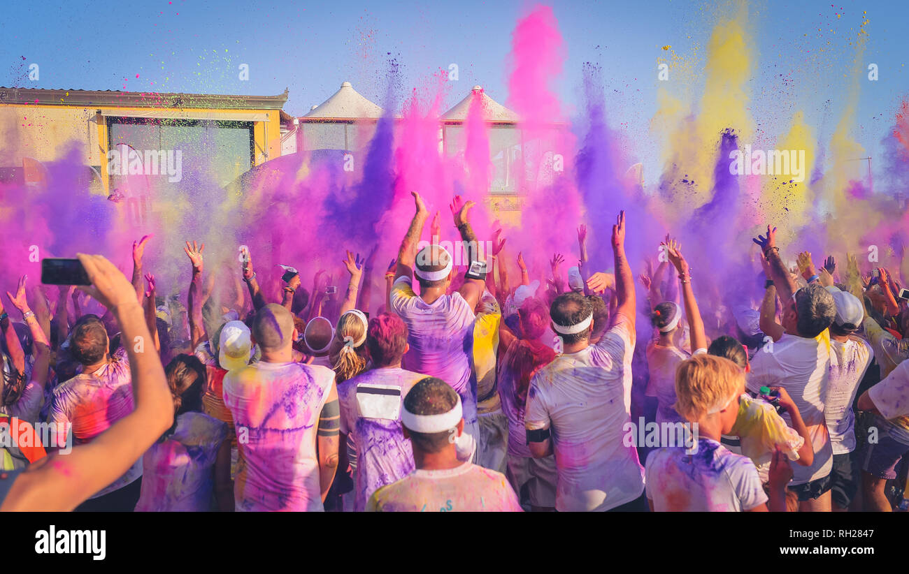 Celebrants dancing during the color Festival Stock Photo - Alamy