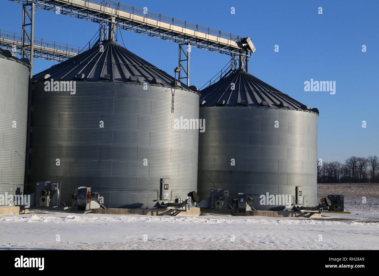 Steel grain silos on the farm Stock Photo - Alamy