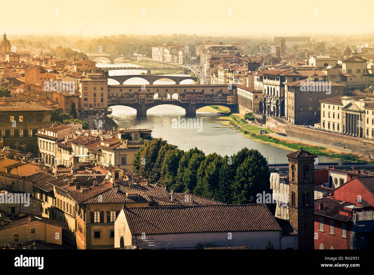 Sunset view of bridge Ponte Vecchio. Florence, Italy Stock Photo - Alamy