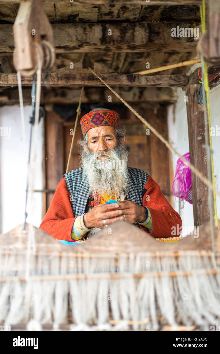 Kullu, Himachal Pradesh, India - August 09, 2018 : An Indian old man ...