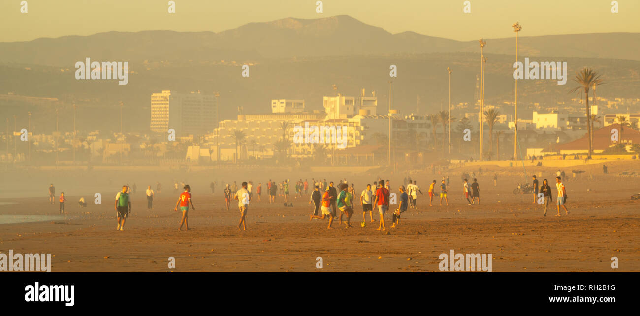Morocco Agadir December 10th 2018 - Main Beach of Agadir People taking ...
