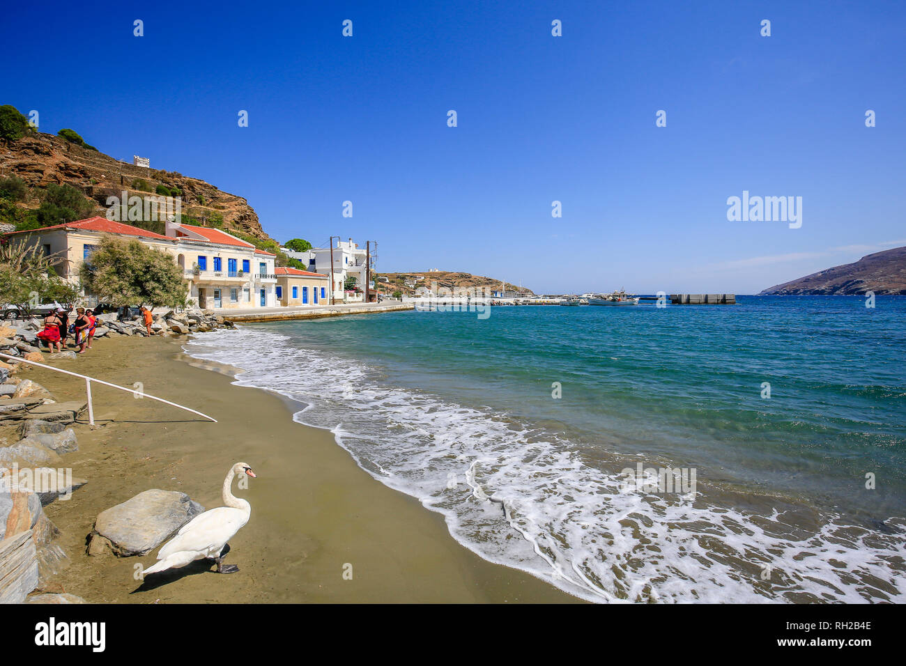 Ormos Korthiou, Andros Island, Cyclades, Greece - Beach in the fishing ...