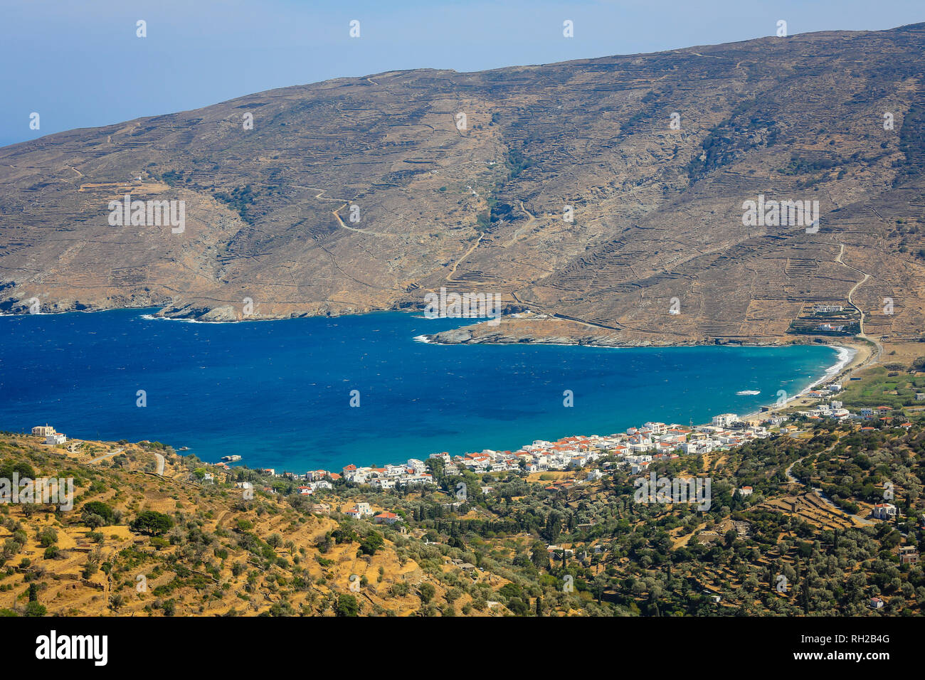 Ormos Korthiou, Andros Island, Cyclades, Greece - coastal landscape ...