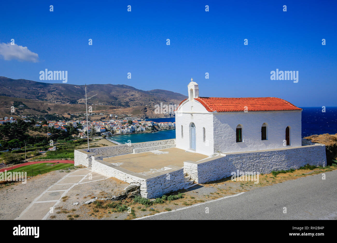 Andros City, Andros Island, Cyclades, Greece - coastal landscape with a ...