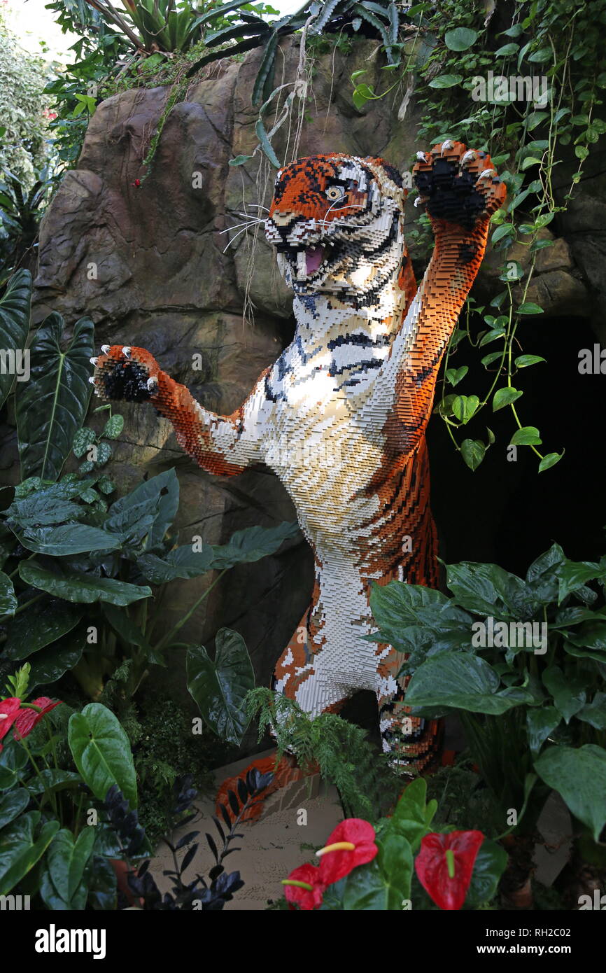 Great Brick Safari 2019, Bengal Tiger made of Lego, RHS Garden Wisley ...