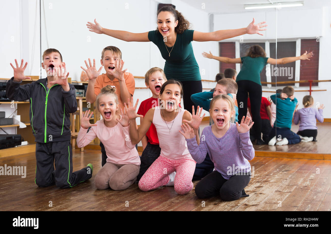Happy children in dance studio smiling and having fun Stock Photo - Alamy