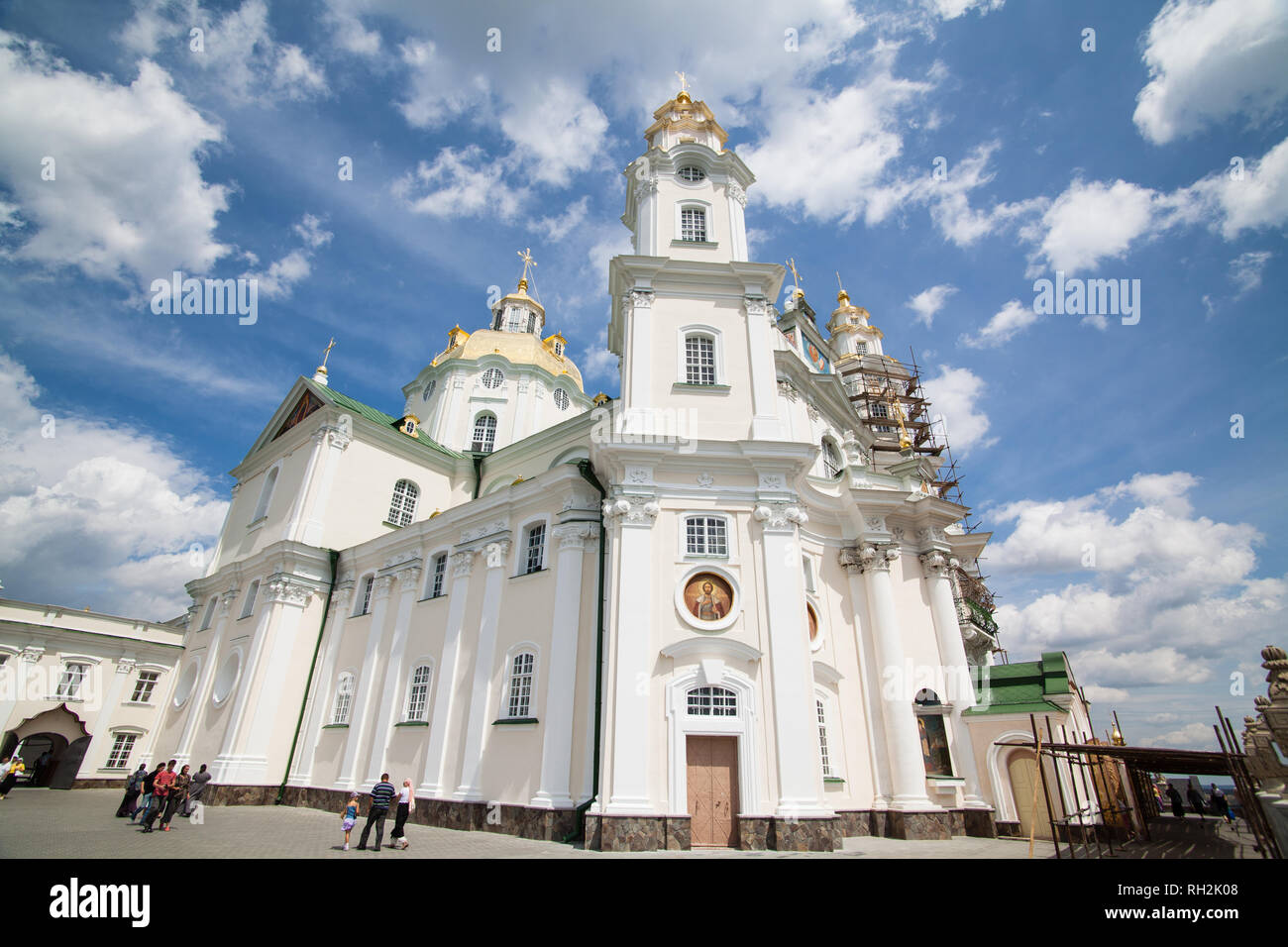 Pochaev, Ukraine - July 22 2009: Famous christian place: Golden domes ...