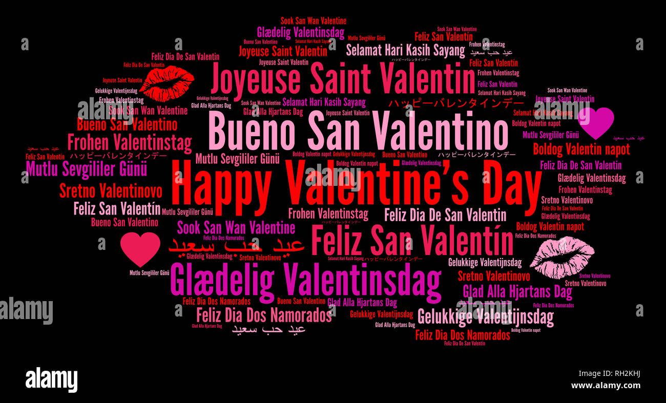 Happy Valentine's day in different languages Stock Photo - Alamy