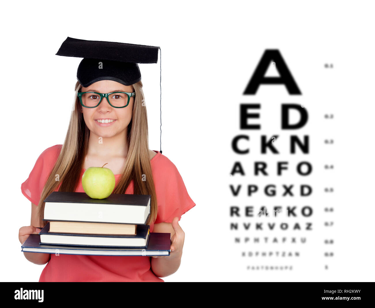 Student teenager girl with glasses. Care your eyes Stock Photo - Alamy