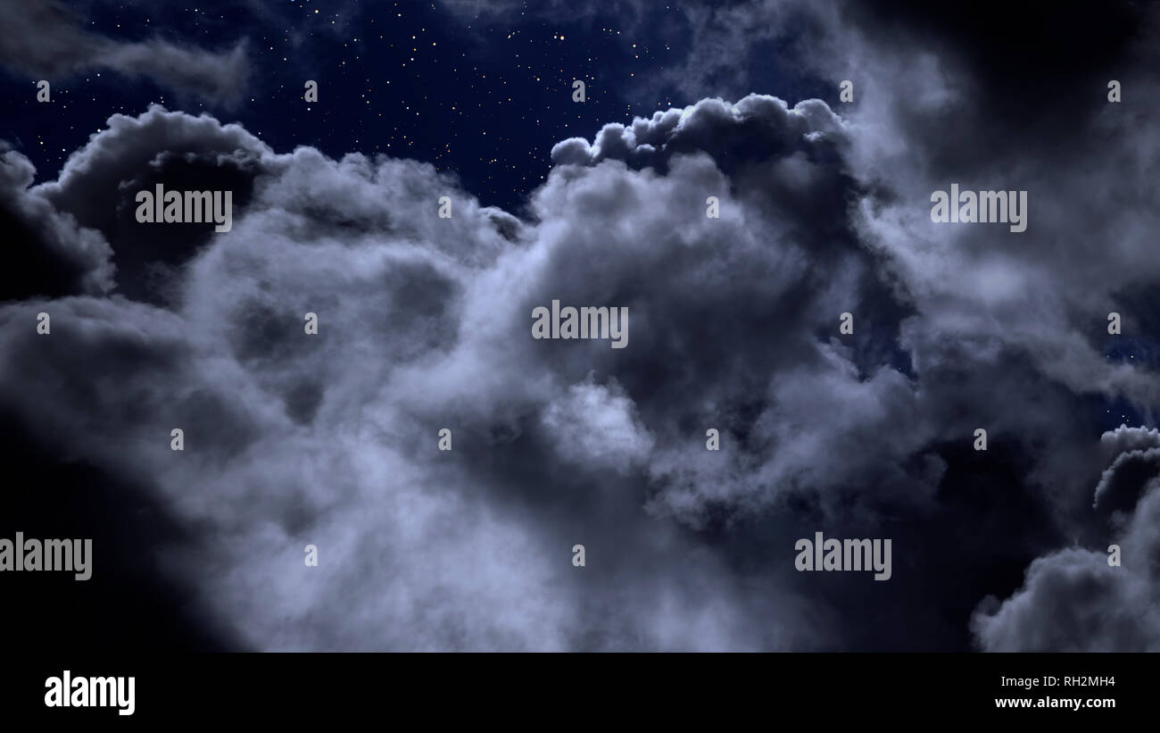 Cloudy night sky with stars Stock Photo - Alamy