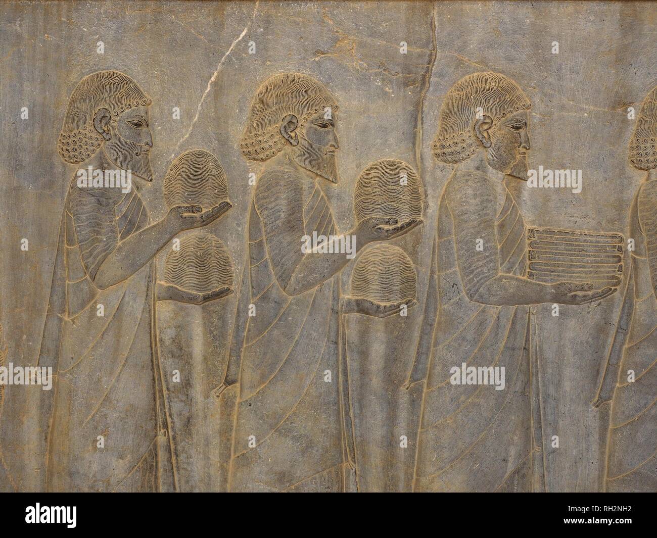 Ancient relief of the Achaemenids, delegation brings gifts, Apadana ...