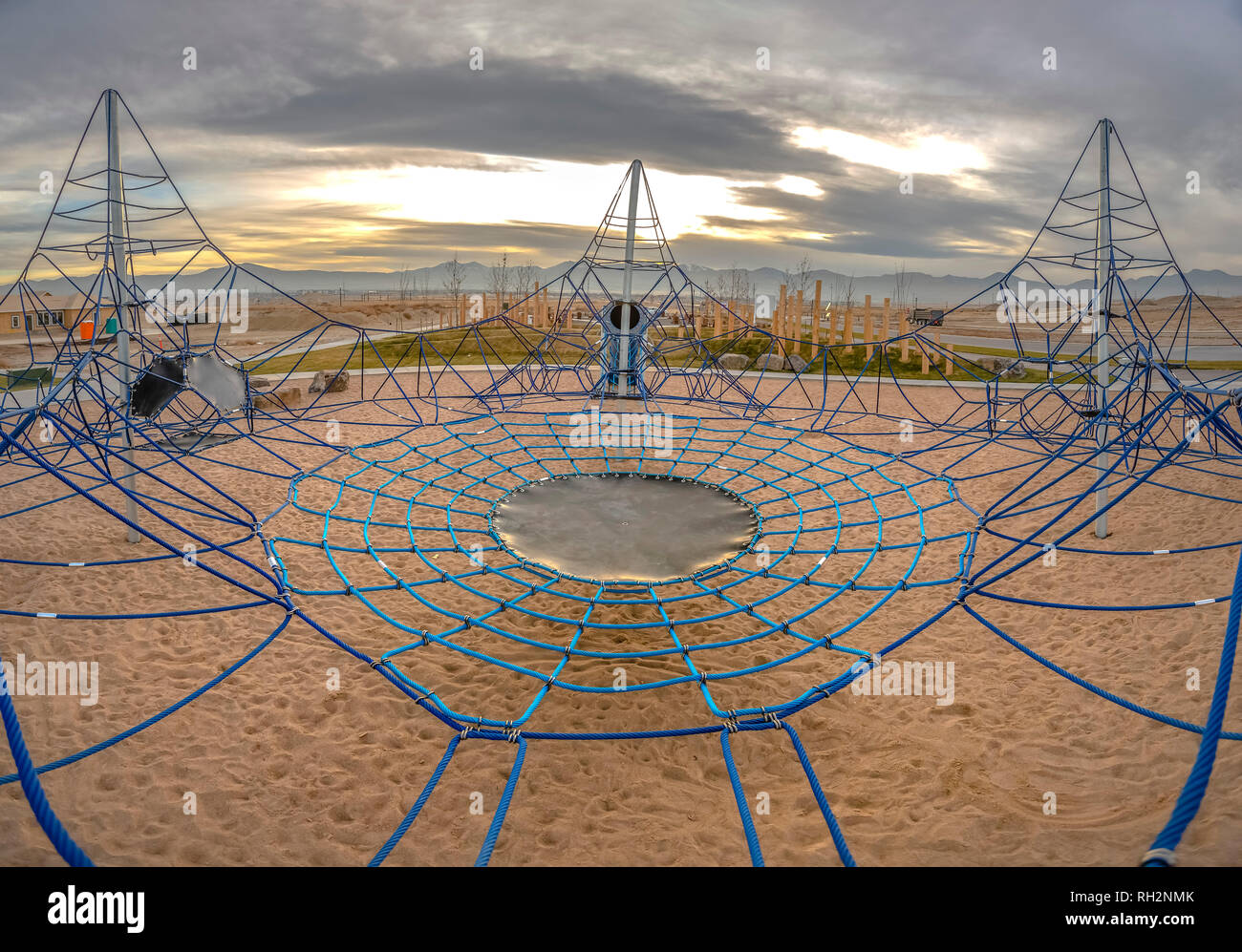 Rope climbing frame in Daybreak Utah playground Stock Photo - Alamy