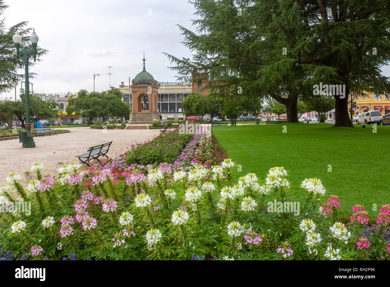 Carillon war memorial park with summer blooms in Bathurst city centre ...