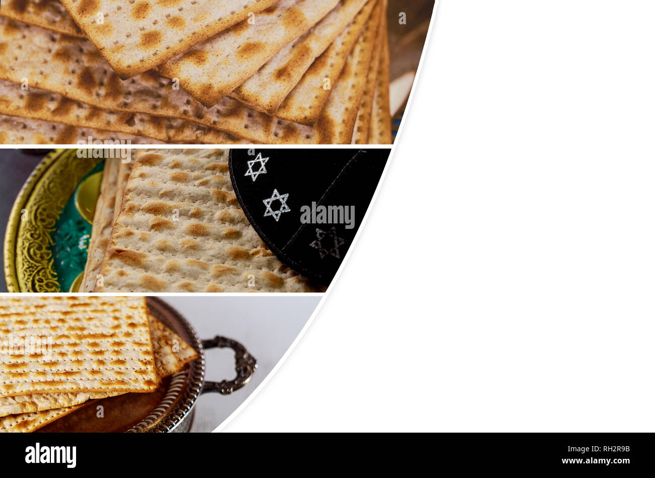 Passover bread holiday jewish matzoh celebration and kipah Collage ...