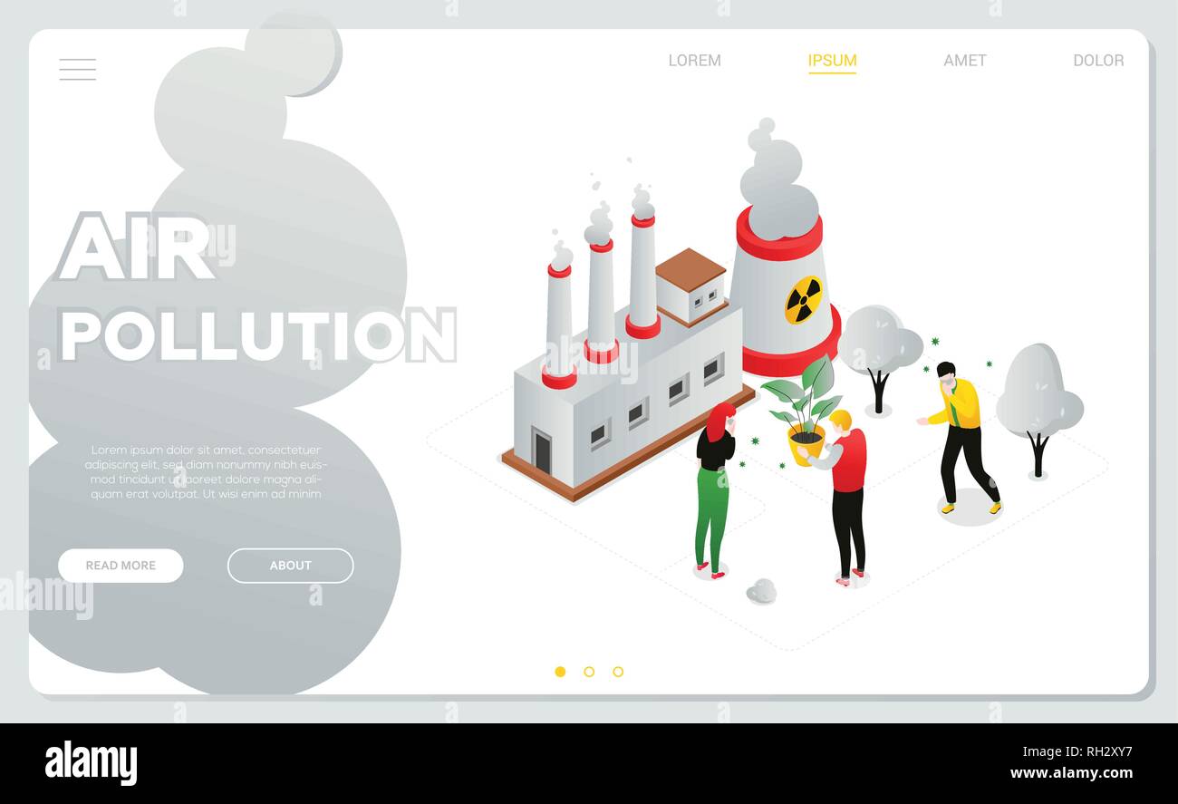 Air pollution - modern colorful isometric vector web banner Stock ...