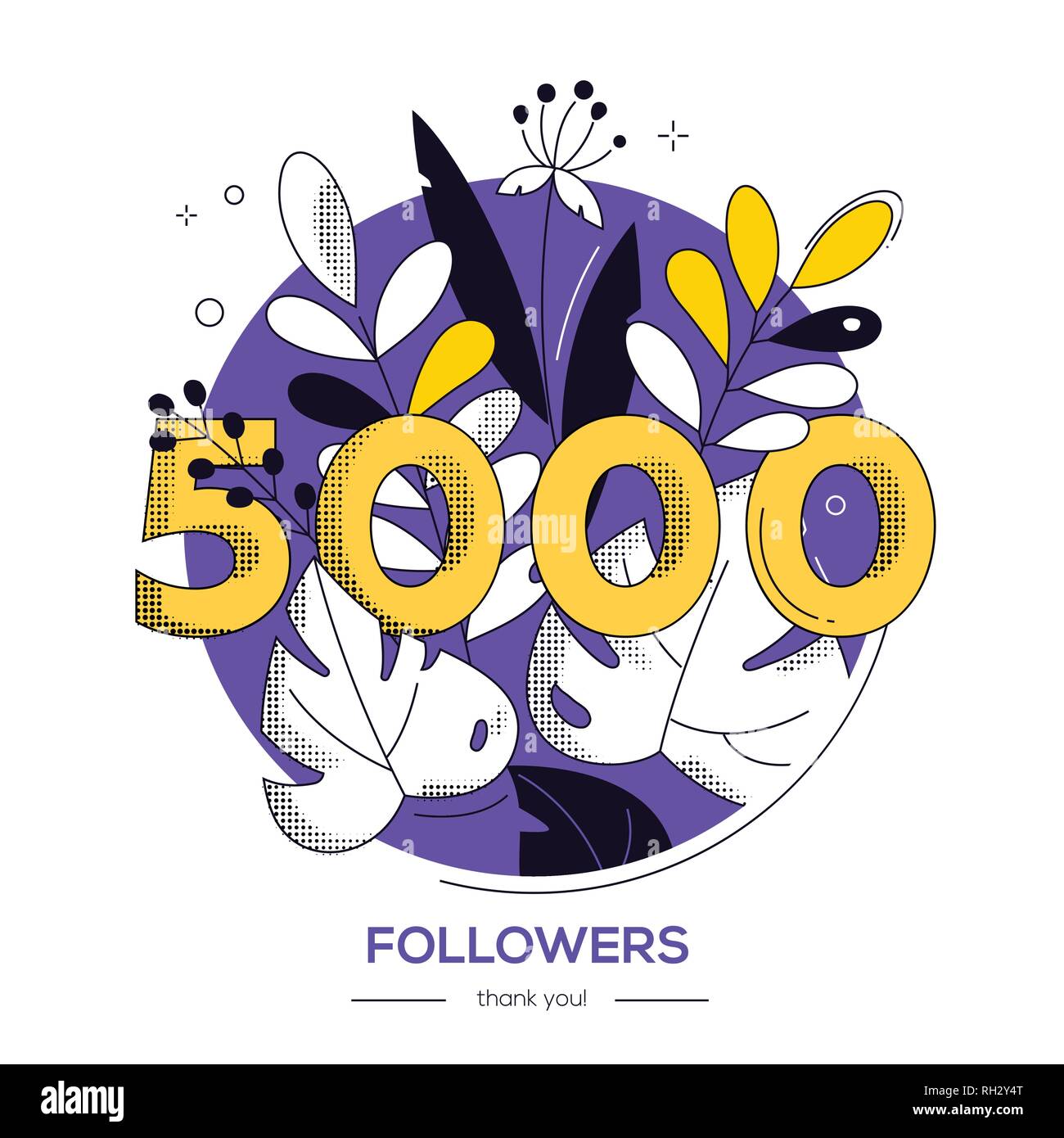 5000 Followers Banner Modern Flat Design Style Illustration Stock
