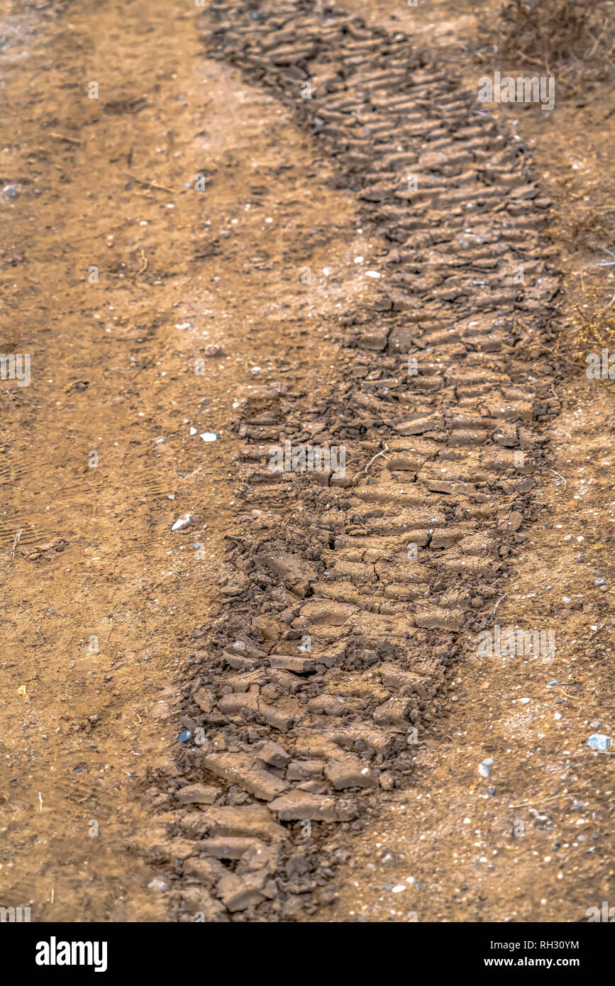 Tire tracks on dried mud in Utah Valley Stock Photo - Alamy