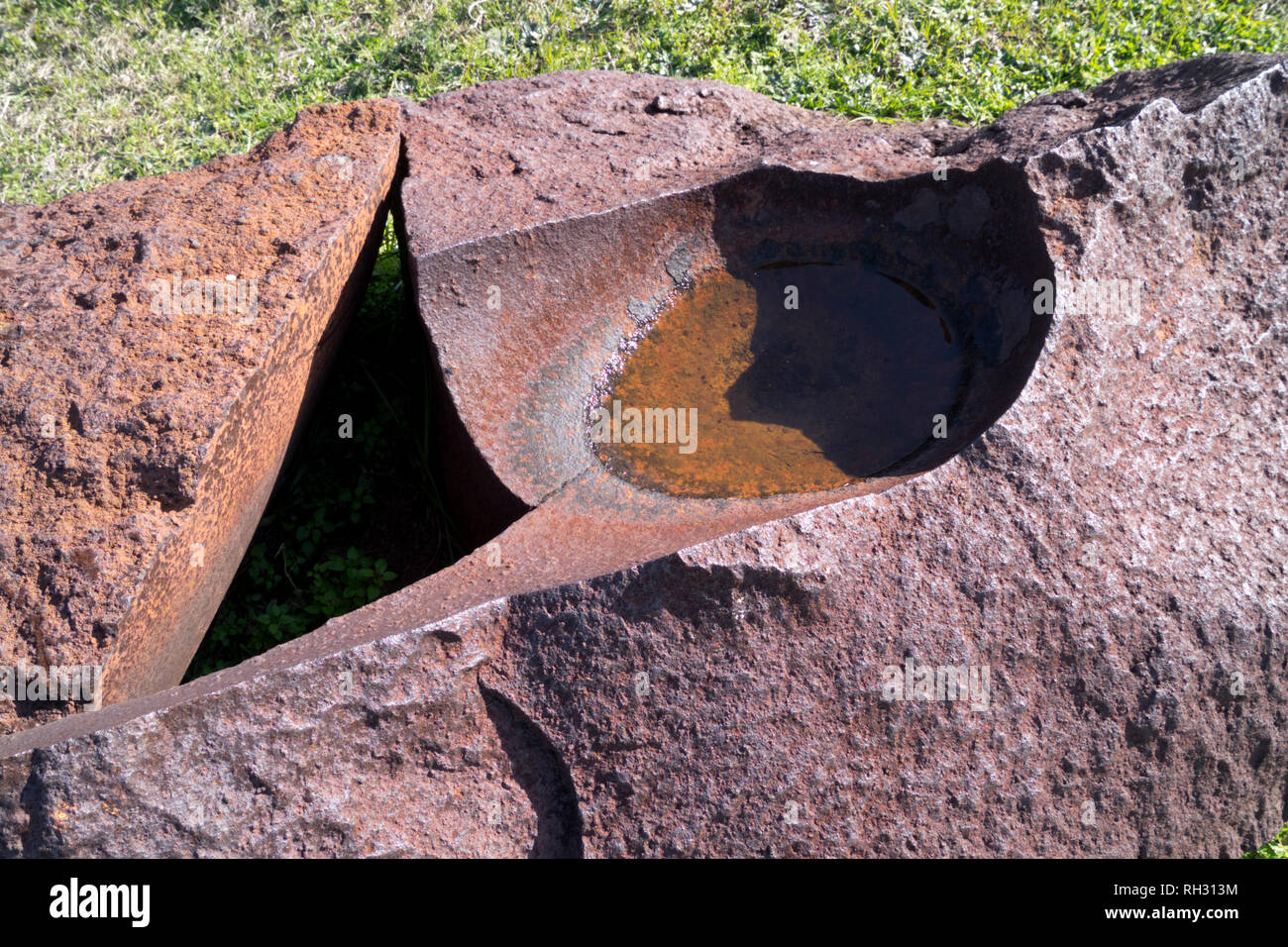 Pieces of an exploded, smooth bore canon on the grounds of Fort Morgan ...