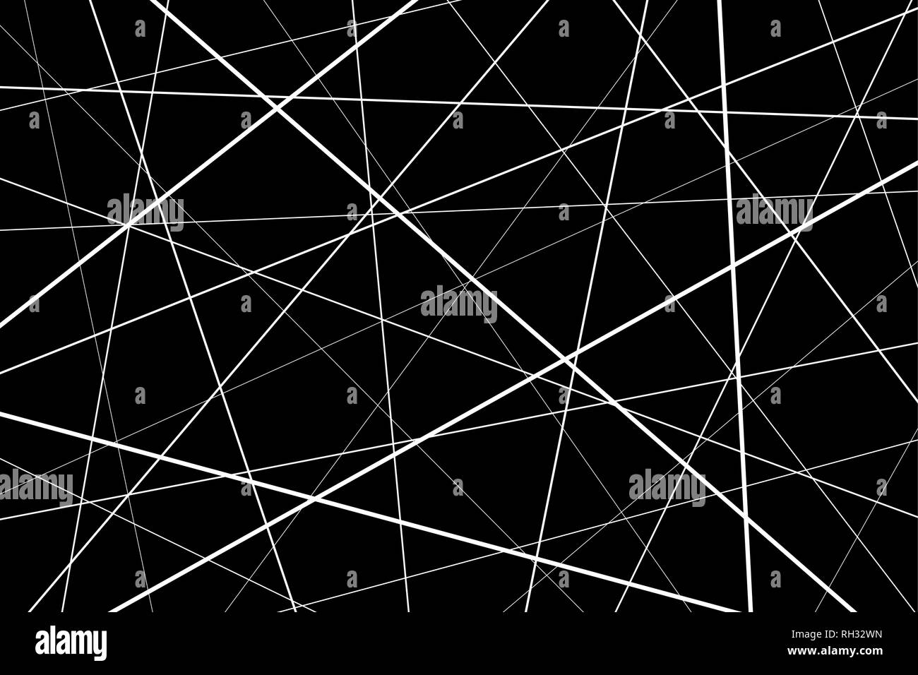 Random Chaotic Lines Abstract Geometric Pattern Black And White