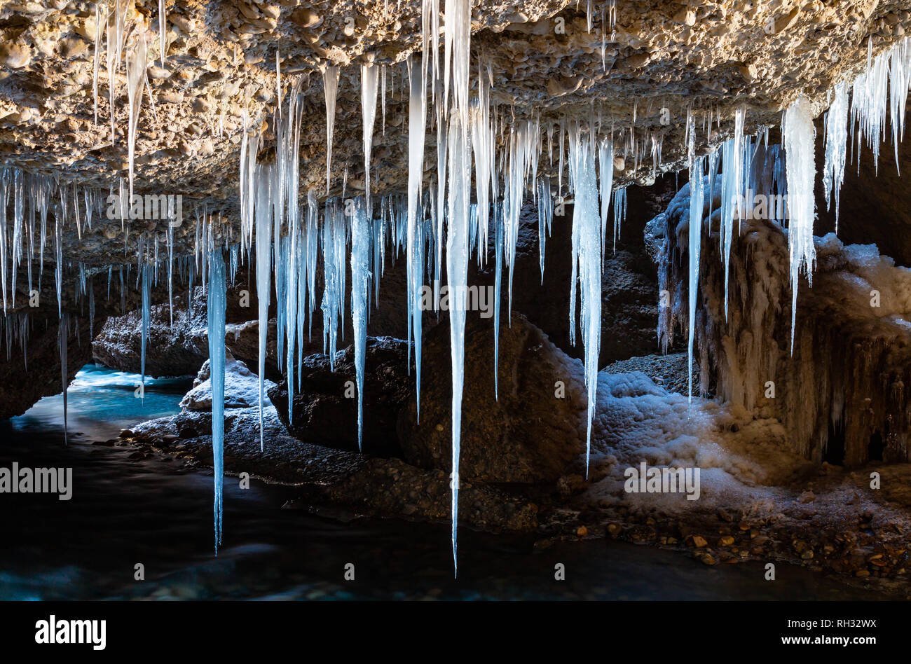Ice stalactites in the cave Stock Photo - Alamy