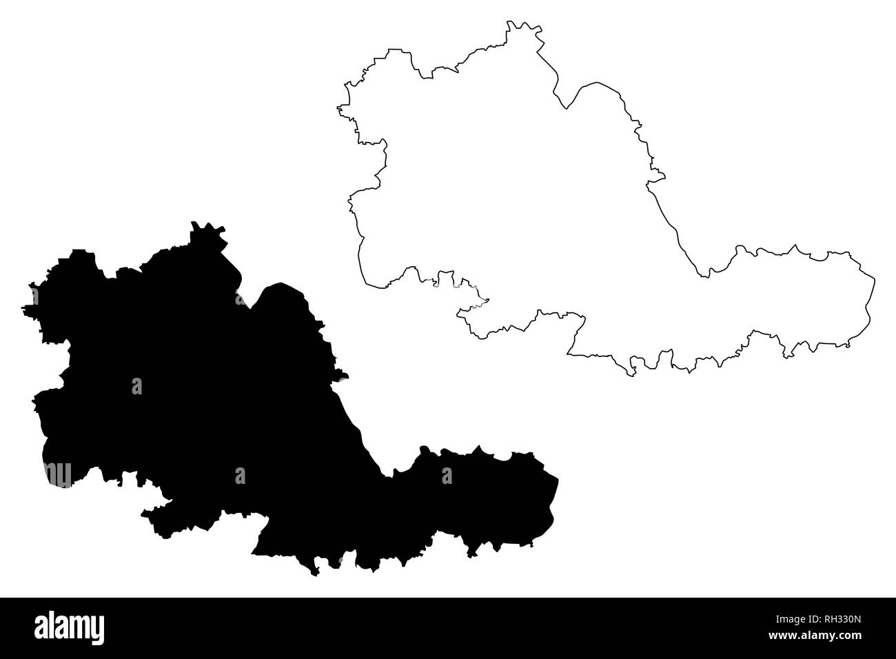 West Midlands (United Kingdom, England, Metropolitan county) map vector ...