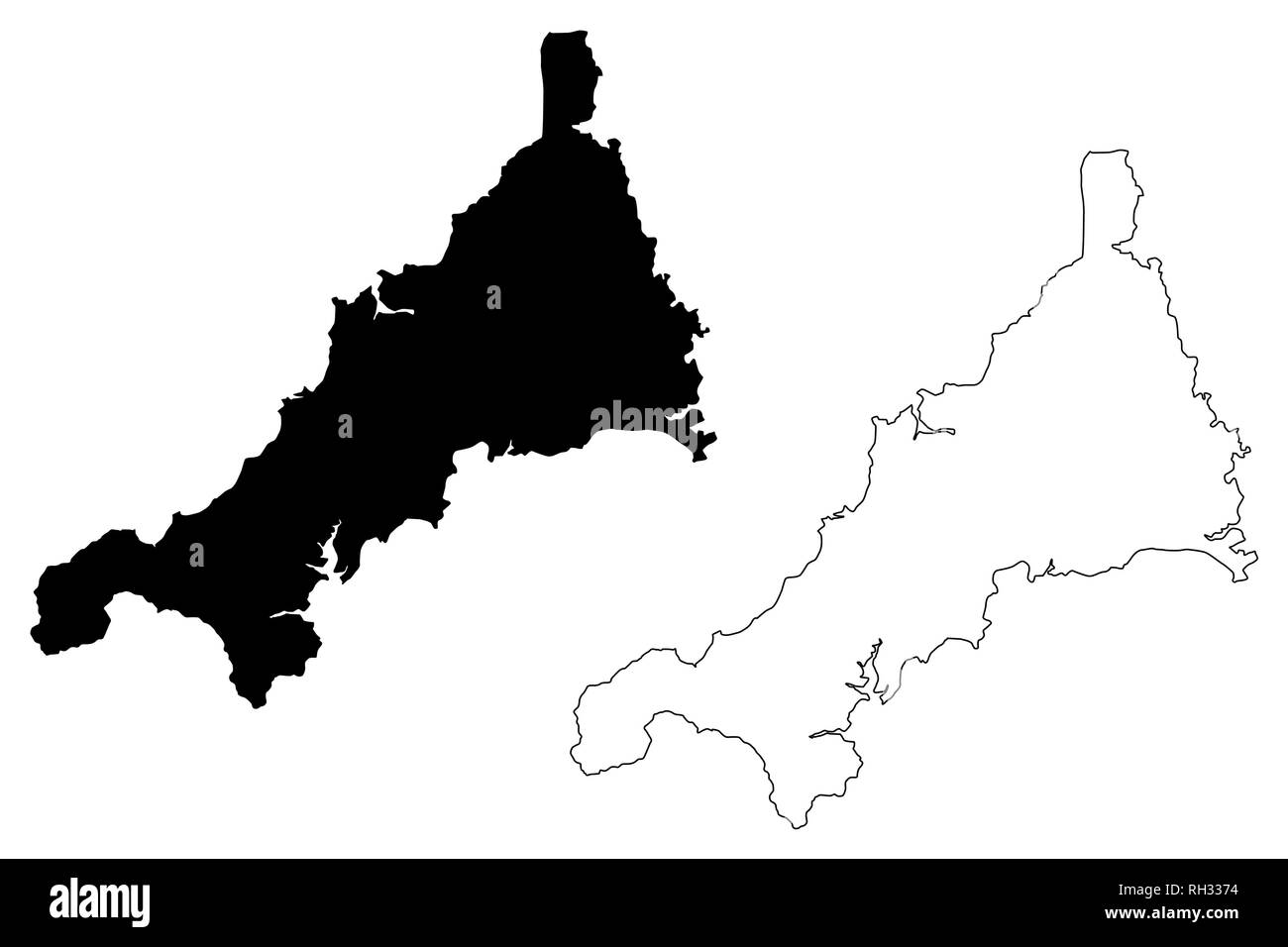 Map of cornwall england Black and White Stock Photos & Images - Alamy