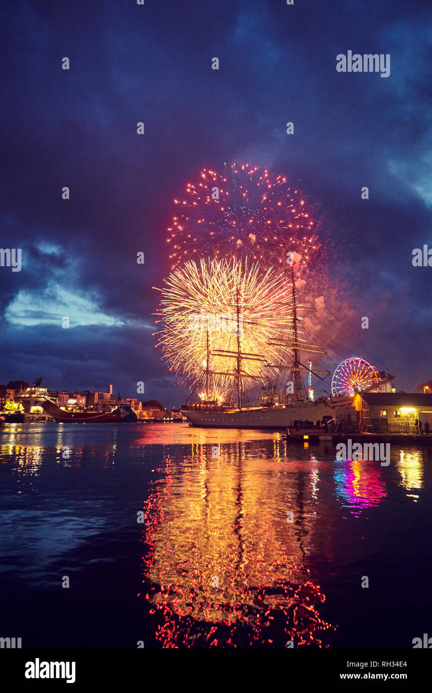 Fireworks over sea Stock Photo - Alamy