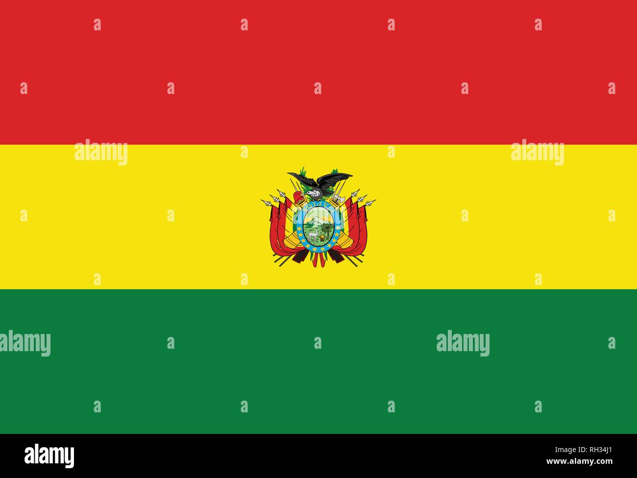 Flag of Bolivia in official rate and colors, vector Stock Vector Image ...