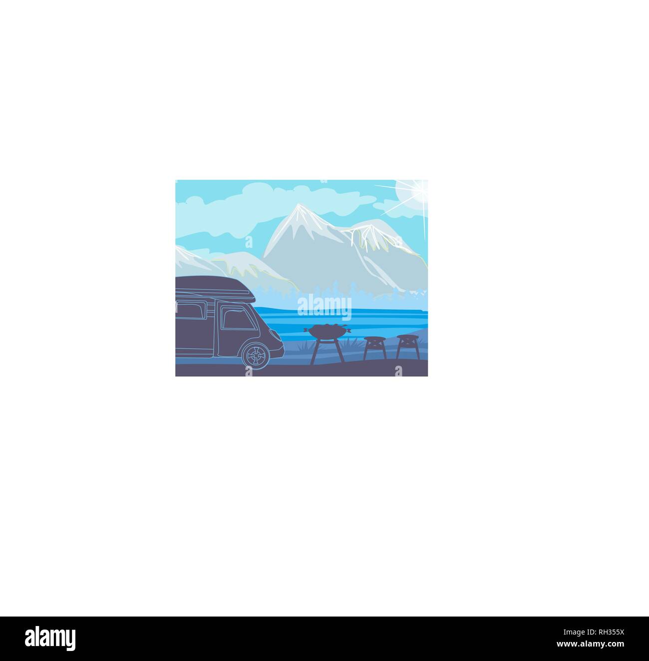 Summer picnic in the mountains Stock Vector Image & Art - Alamy