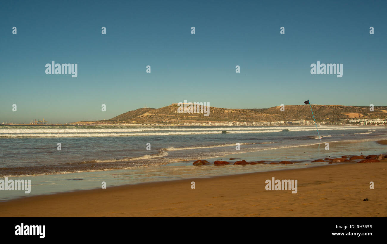 Morocco Agadir December 10th 2018 - Main Beach Panoramic view of beach ...