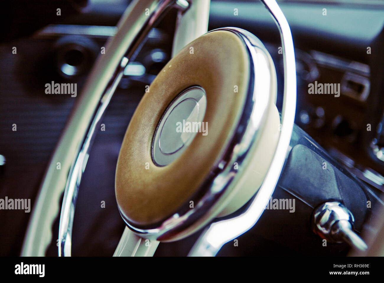 Old fashion car steering wheel Stock Photo - Alamy