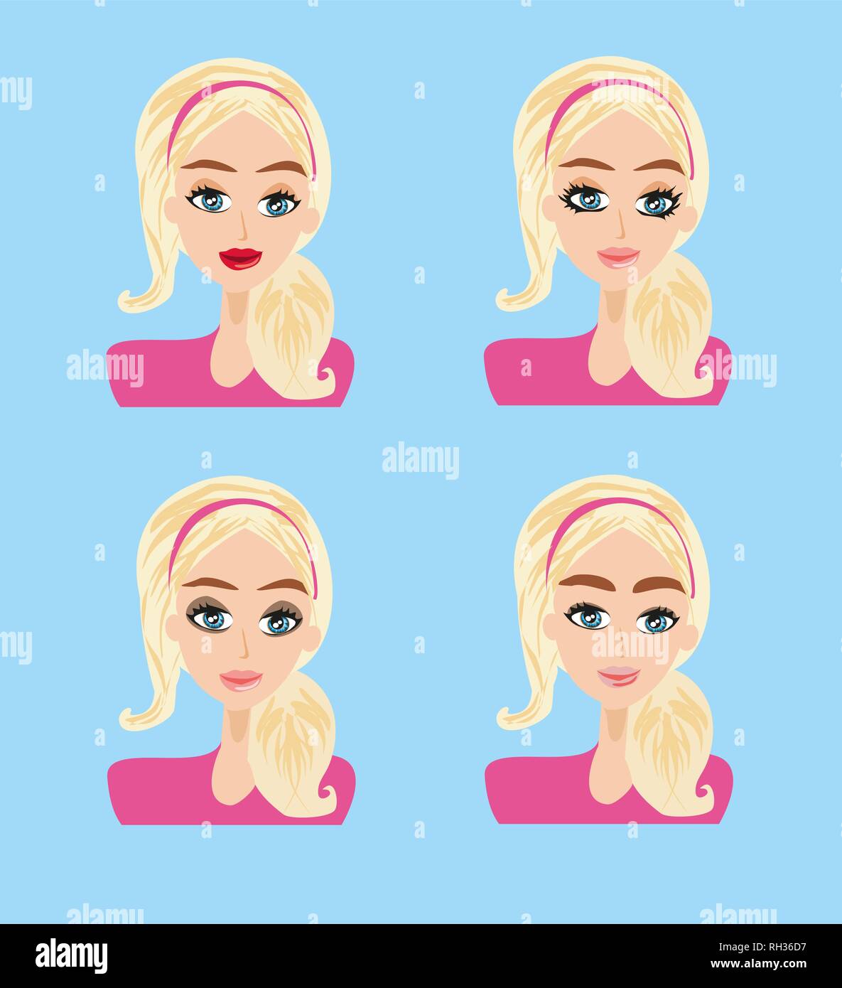 Portrait Of A Girl Different Make Up Stock Vector Image And Art Alamy